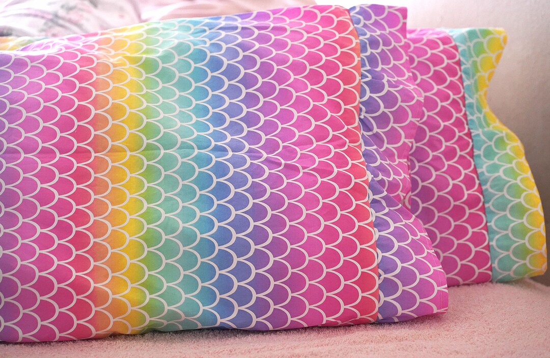 Fun Rainbow Mermaid Pillowcase Set - Etsy