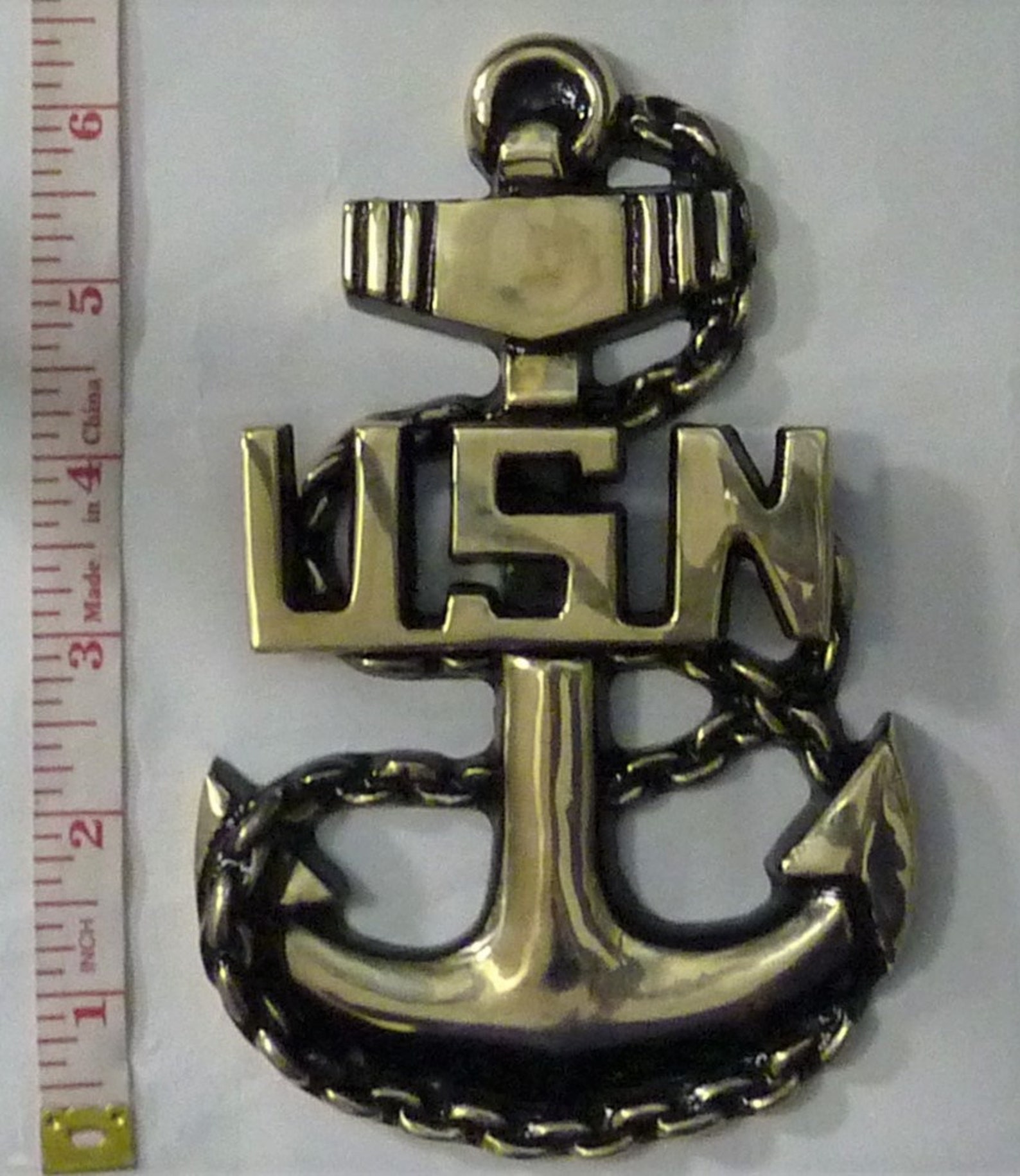 USN Navy Military SOLID BRASS Metal Anchor Emblem Insignia 6 1/4" Tall ...