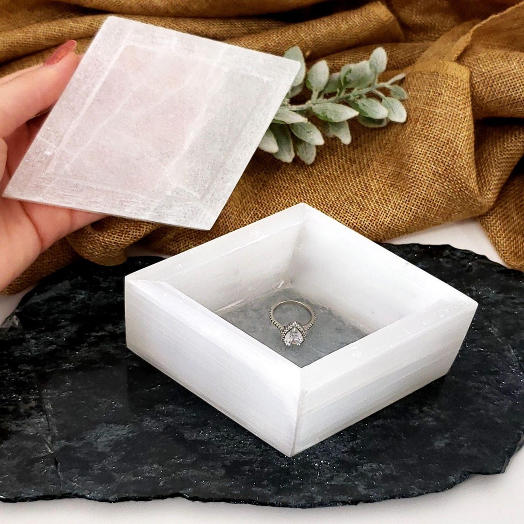 Elegant Selenite Box With Lid - Diamond-shaped, Highly Polished - Etsy