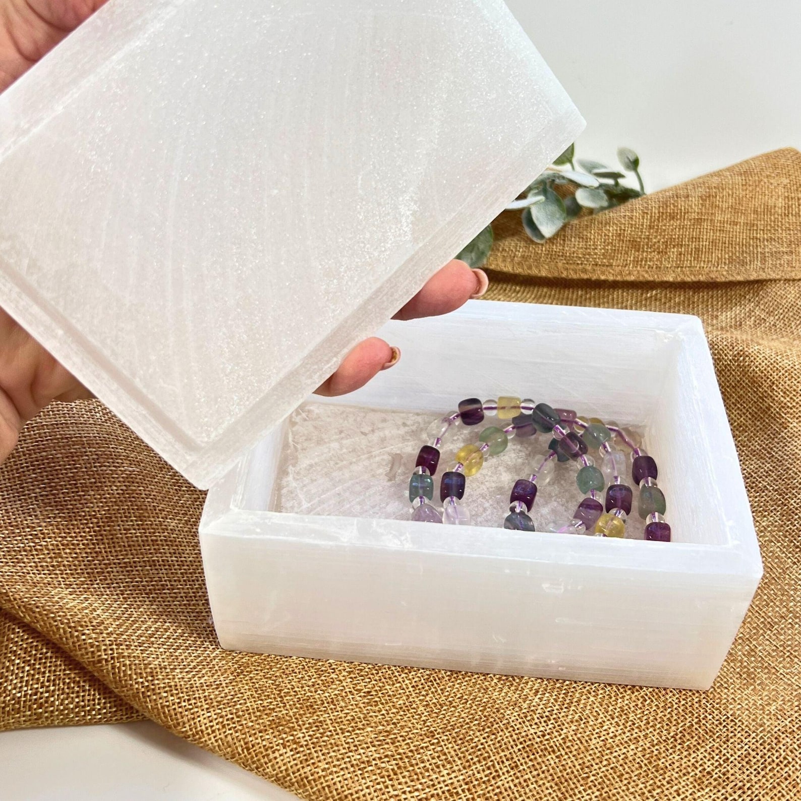 Large Selenite Charging Box for Jewelry Storage, Crystal Charging, and ...