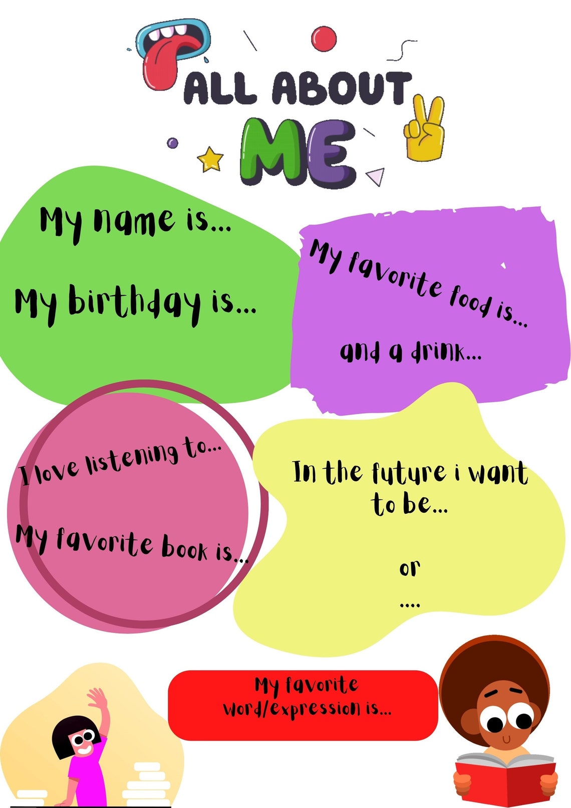 All About Me Printable| All About Me Printable Instant Download Digital ...