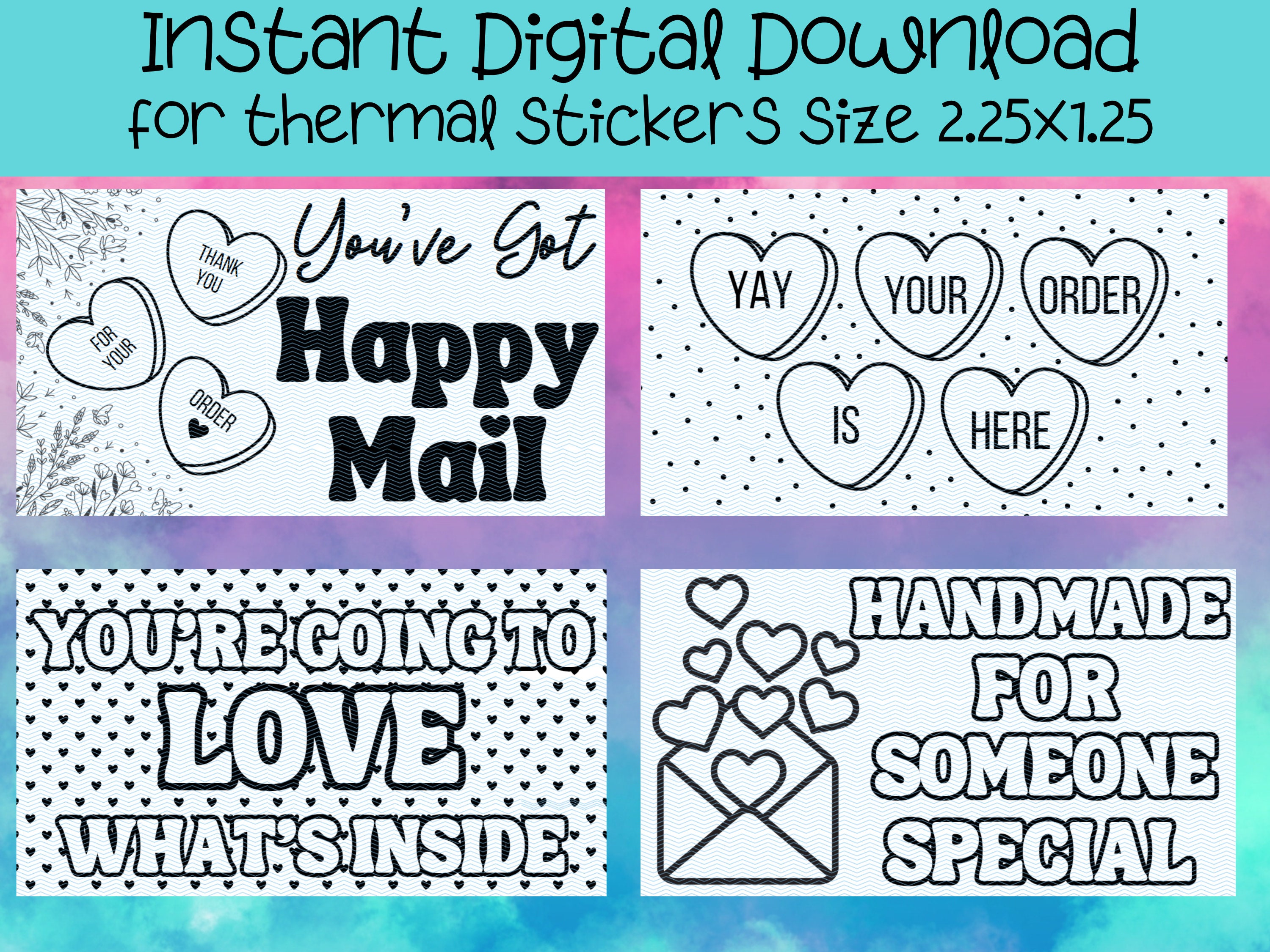 Thermal Sticker PNG Download Bundle | Packaging Stickers Small Business ...