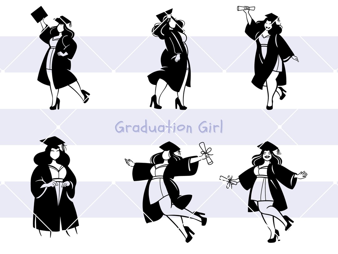 Graduation Girl SVG, Plus Size Women Graduated, Graduation Gown, Chubby ...
