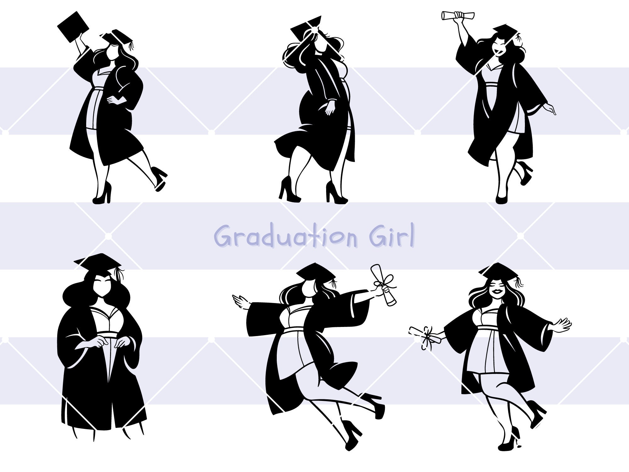 Graduation Girl SVG, Plus Size Women Graduated, Graduation Gown, Chubby ...