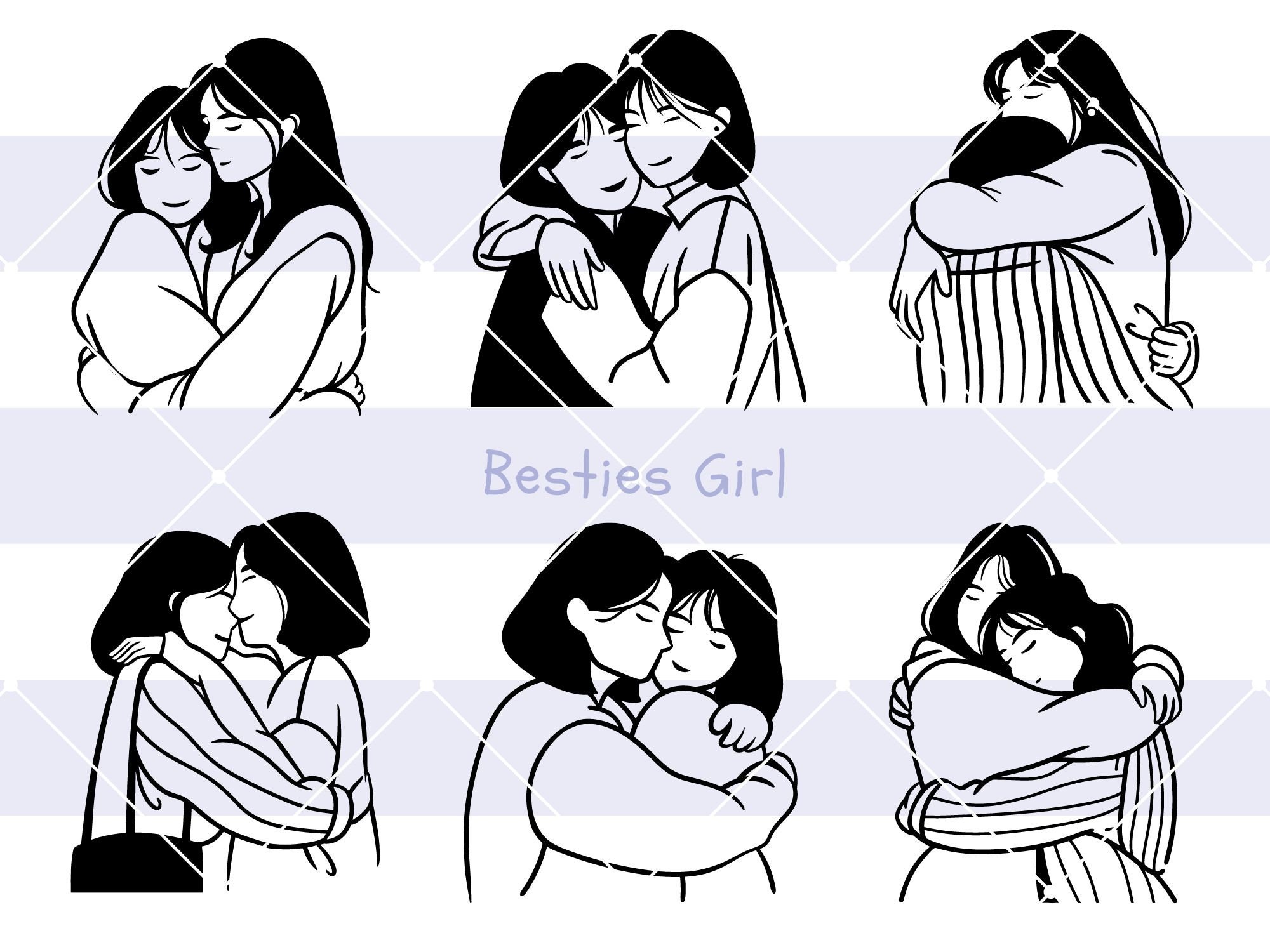 Besties Girl SVG, Best Friend Hugging, Friendship SVG, Positive Energy ...