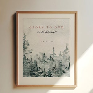 Christmas Bible Verse Art Print | Glory to God, Winter Landscape ...