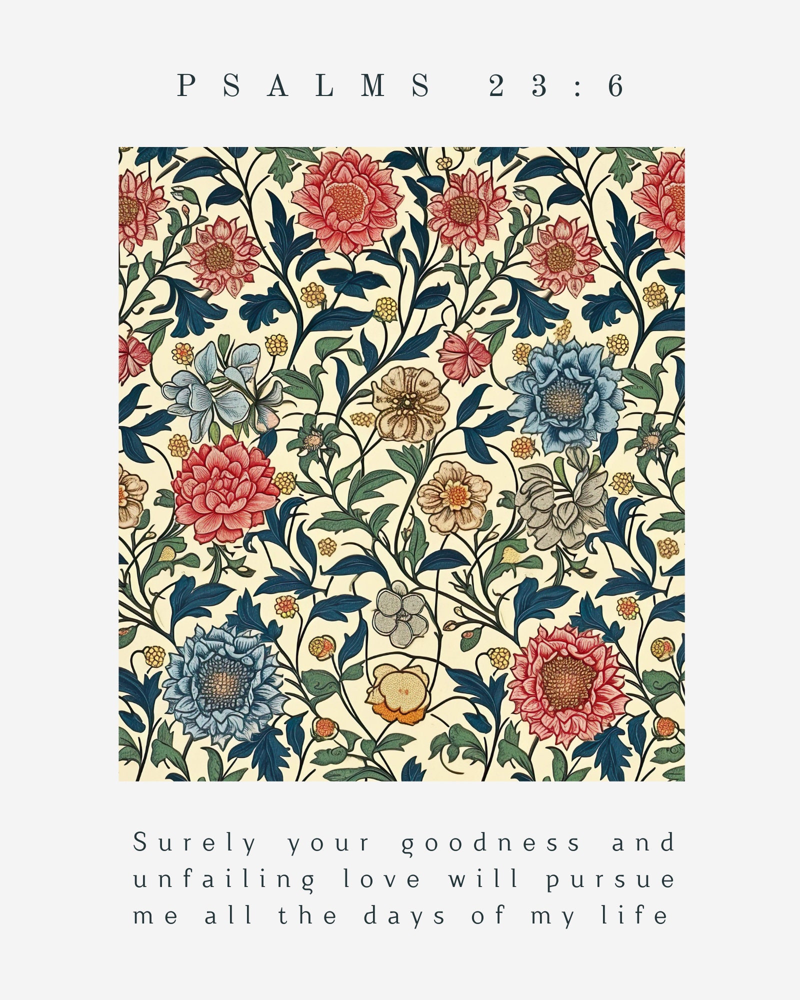 Psalm 23 William Morris Print: Vintage Floral Bible Verse (digital ...