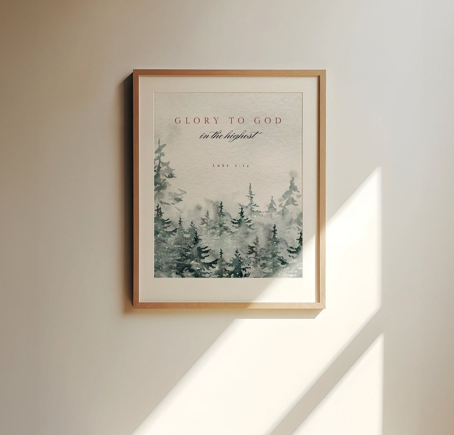 Christmas Bible Verse Art Print | Glory to God, Winter Landscape ...