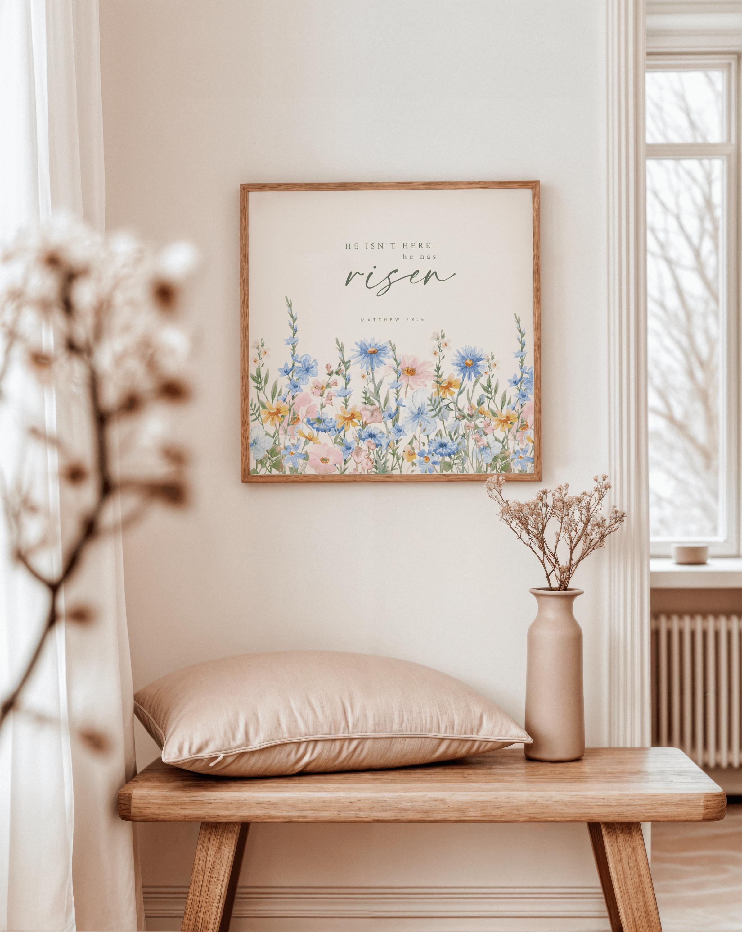 He Has Risen Matthew 28:6 Easter Wall Print Christian Easter Decor ...