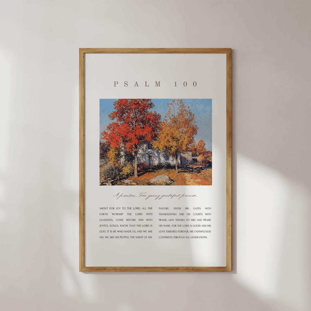 Psalm 100 Fall Landscape Print: Christian Thanksgiving Decor (digital ...