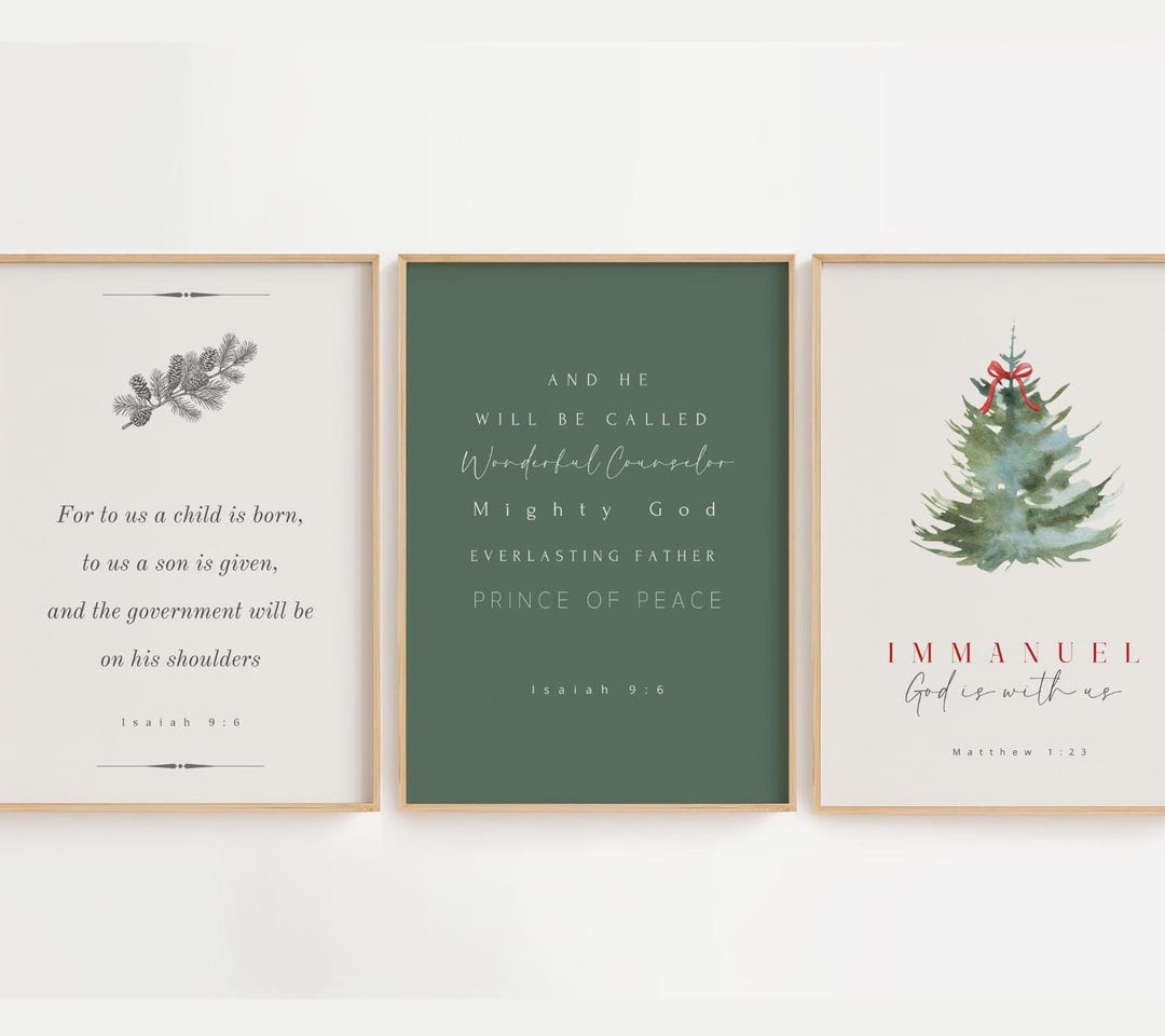 Isaiah 9:6 Christmas Scripture Art Prints, Set of 3 (digital Download ...