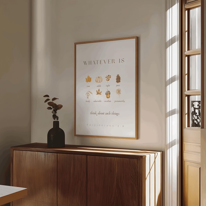 Philippians 4:8 Wall Print Whatever is True Bible Verse Art Christian ...