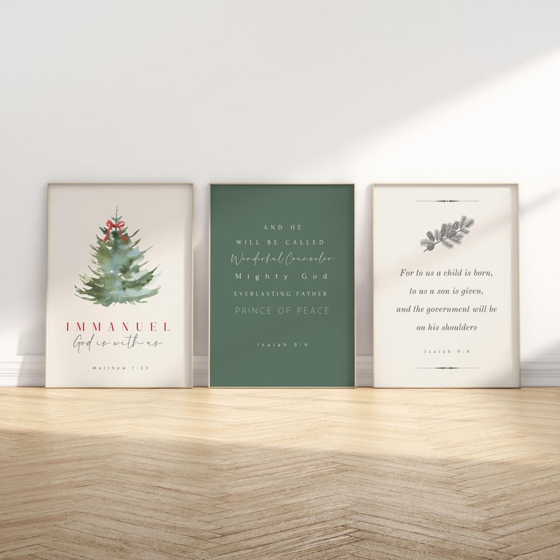 Isaiah 9:6 Christmas Scripture Art Prints, Set of 3 (digital Download ...