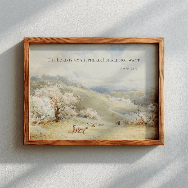 Psalm 23 Horizontal Printable Art Watercolor Painting Nursery Decor ...