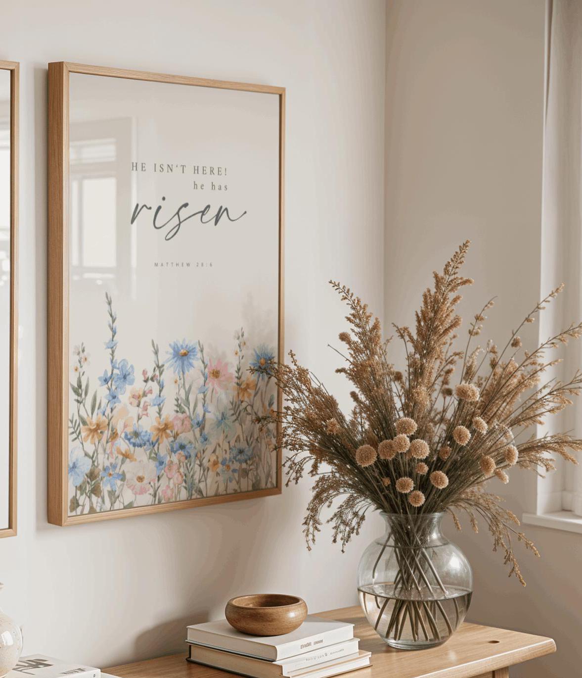 He Has Risen Matthew 28:6 Easter Wall Print Christian Easter Decor ...