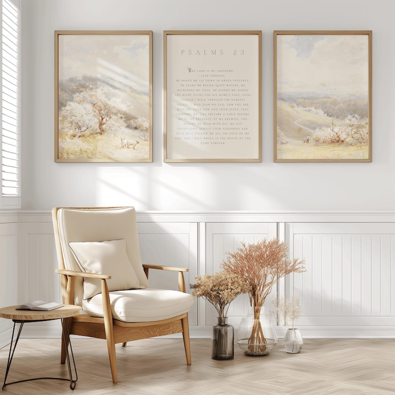 Psalm 23 Landscape Painting Art Prints, Set of 3 (digital Download) - Etsy