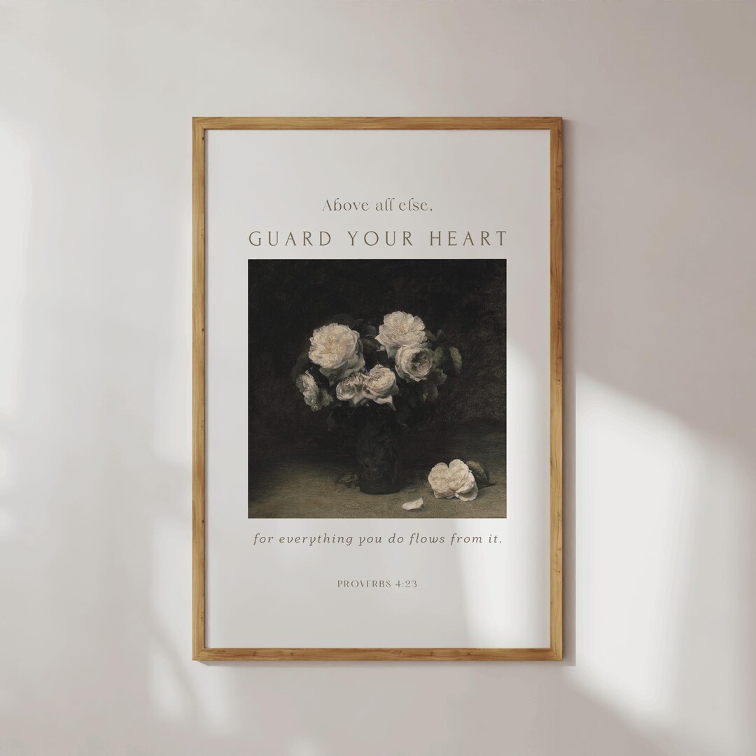 Guard Your Heart Proverbs Wall Art Floral Bible Verse Print Vintage ...