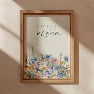 He Has Risen Matthew 28:6 Easter Wall Print Christian Easter Decor ...