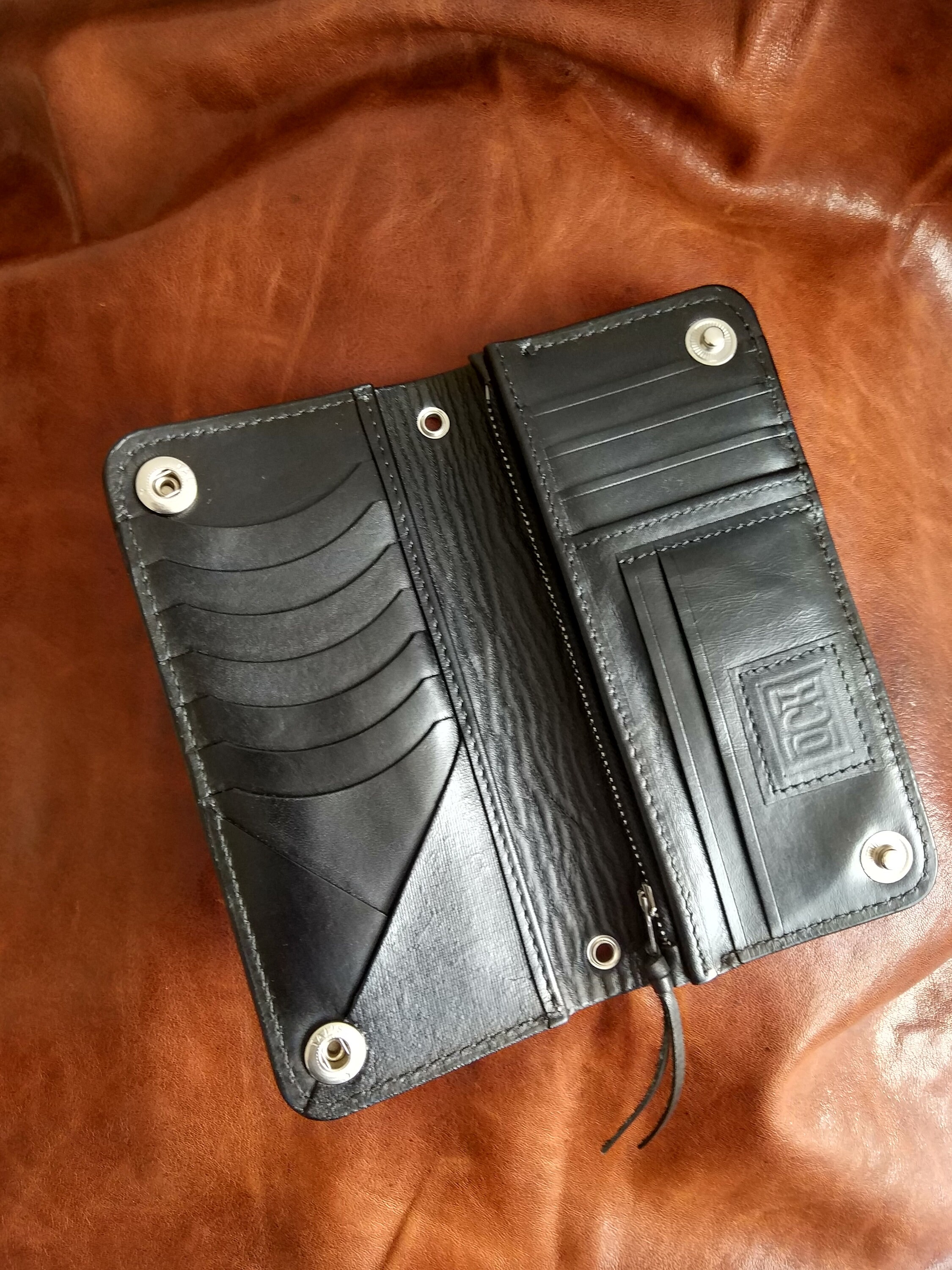 Handmade Vegtan Leather Bifold Trucker Wallet, Motorcycle Biker Long ...