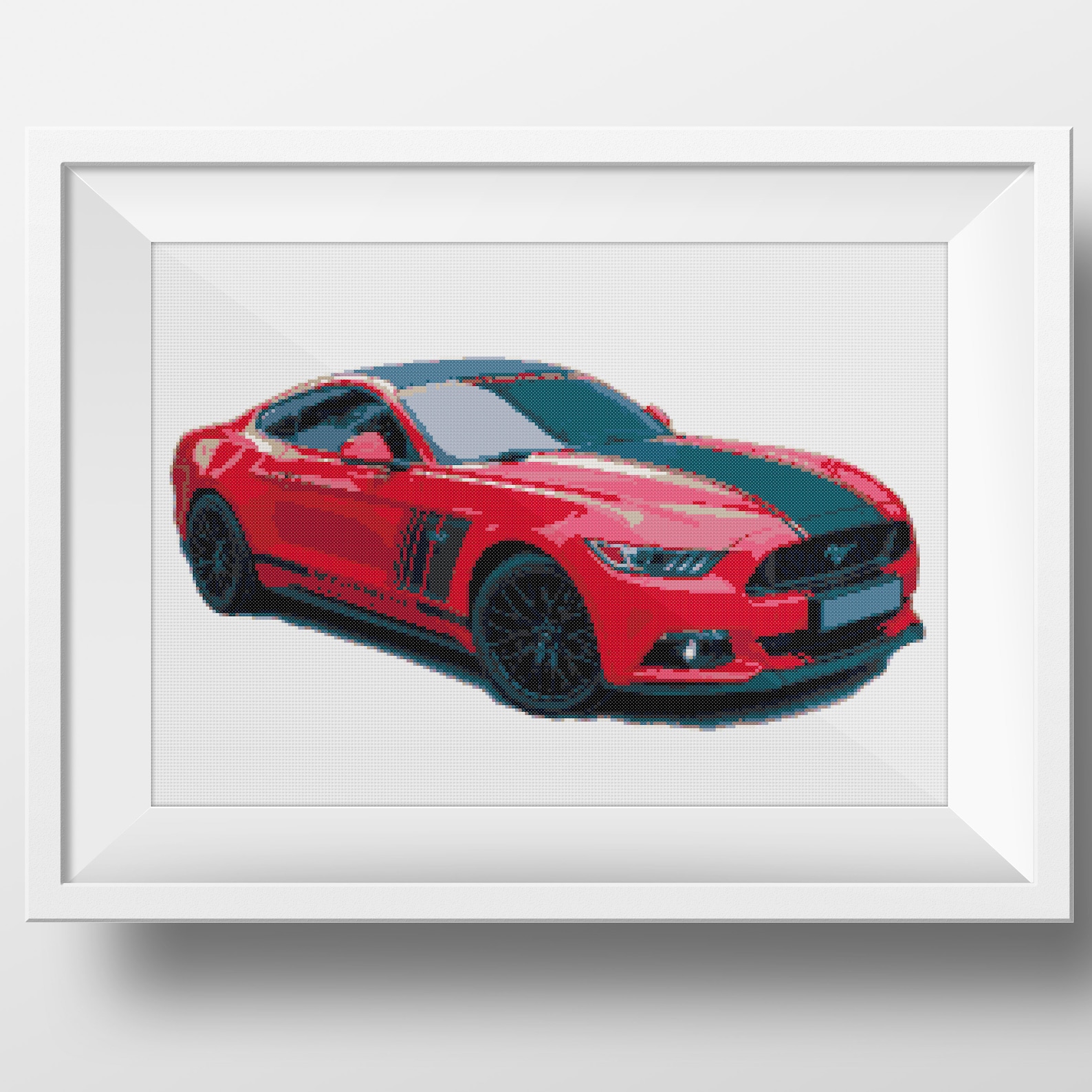 Modern red Ford Mustang. Counted Cross Stitch Design - Etsy.de
