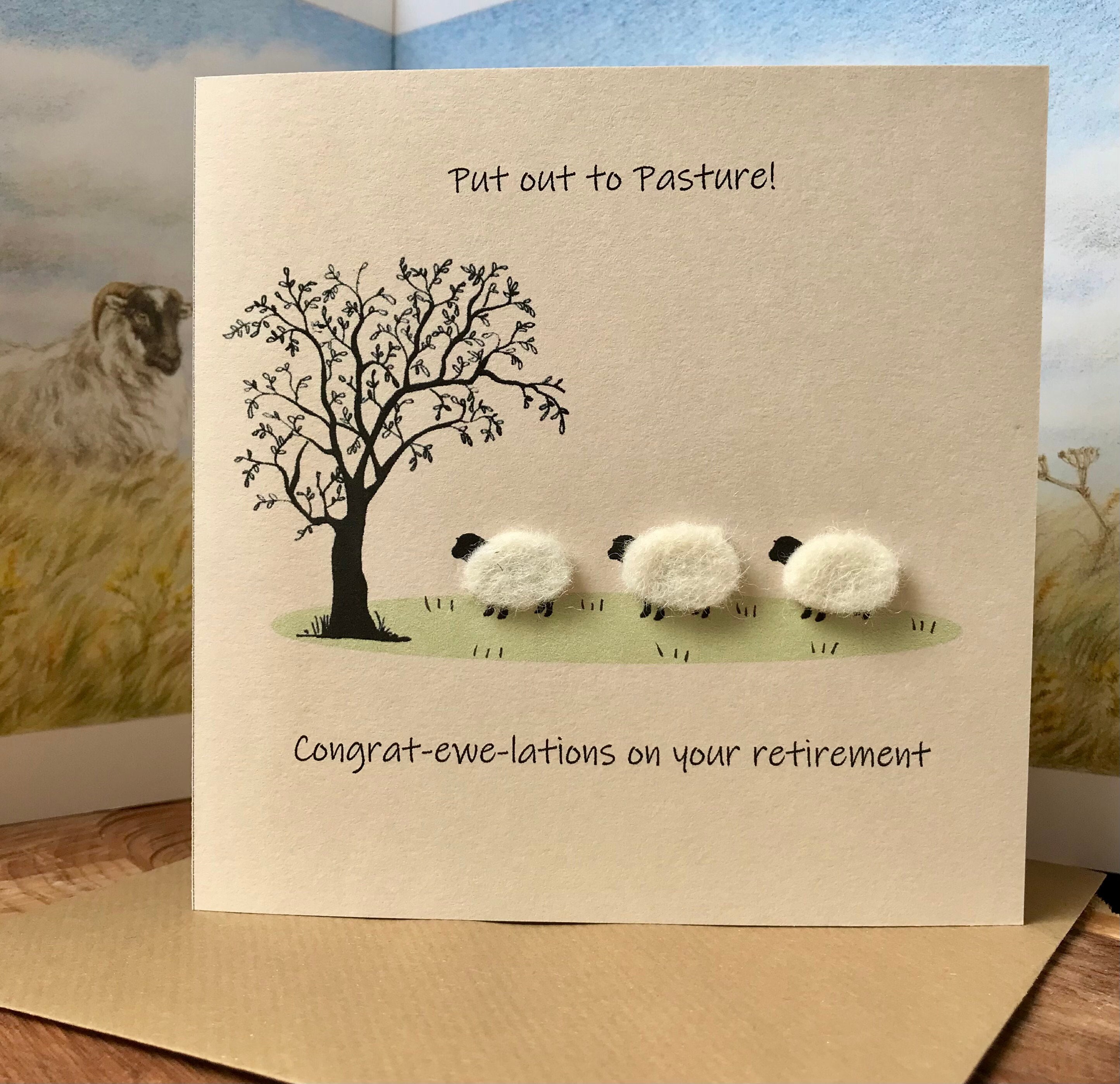 Funny Sheep Retirement Card | Handmade Wool Felt, Personalised - Etsy