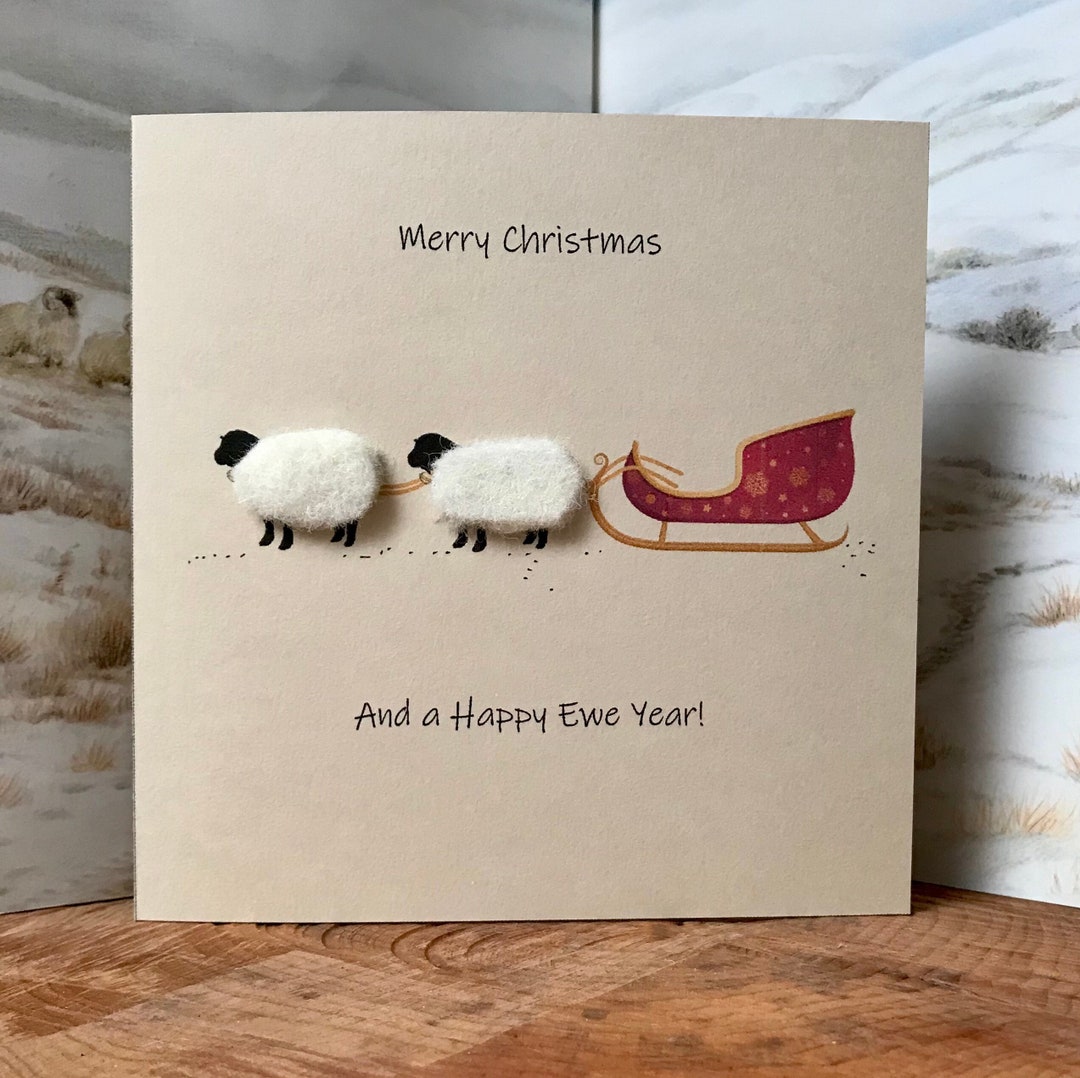 Felted Wool Sheep Christmas Card: Personalised Family Xmas - Etsy Australia
