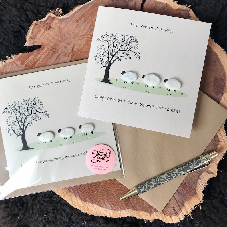 Funny Sheep Retirement Card | Handmade Wool Felt, Personalised - Etsy