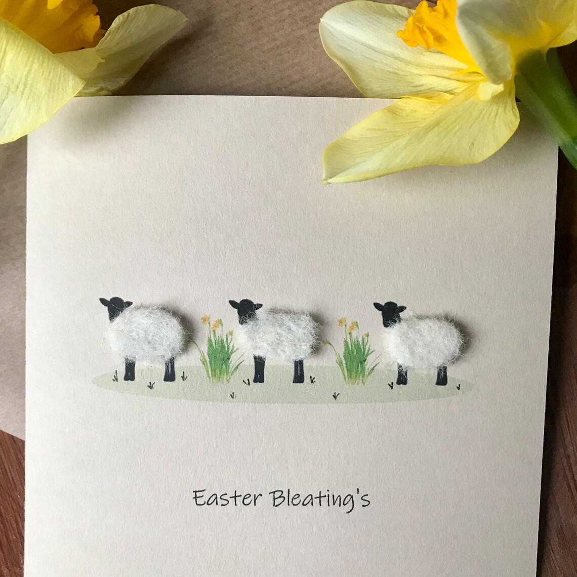 Handmade Lamb Easter Card: Pen & Ink Illustration With Felted Wool - Etsy