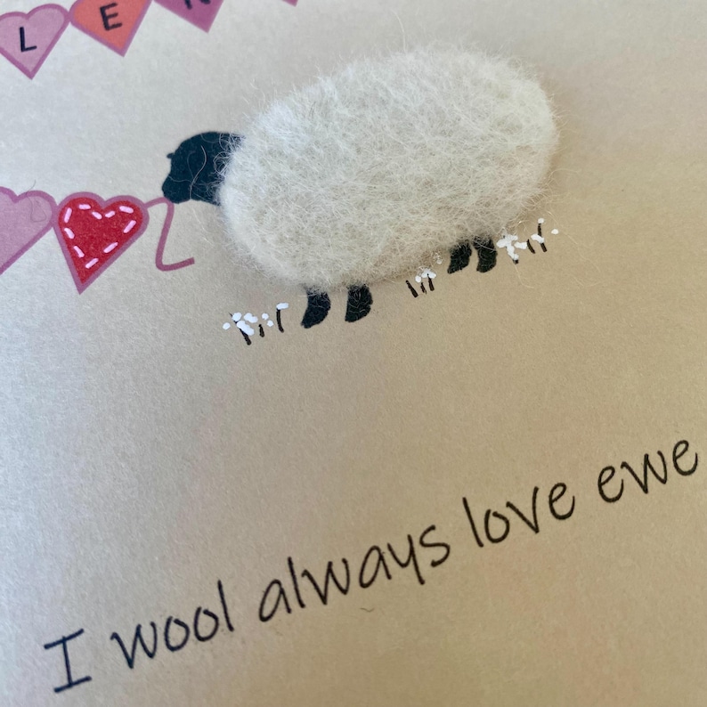 Handmade Wool Sheep Valentine Card: Personalized Love Card - Etsy