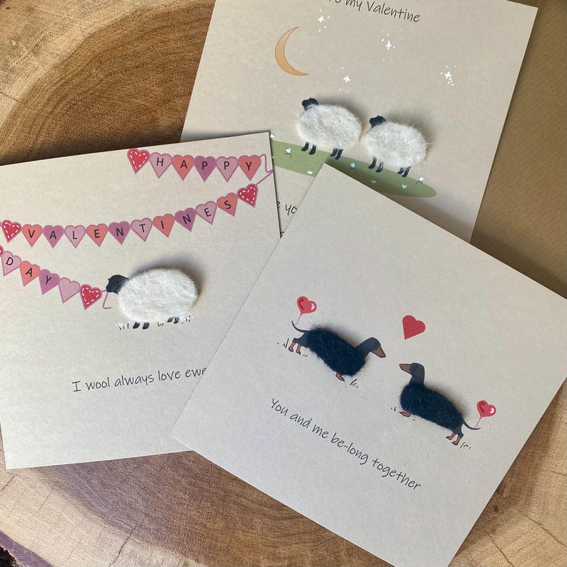 Handmade Wool Sheep Valentine Card: Personalized Love Card - Etsy