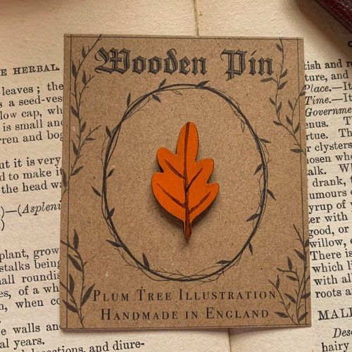 Wooden Autumn Leaf Pin Cottagecore Pin Leaf Pin Dark - Etsy
