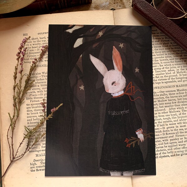 Rabbit Postcard - Etsy
