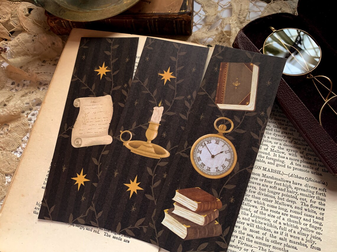 Bookmarks Set of 3 set B Library Bookmarks Illustrated - Etsy UK