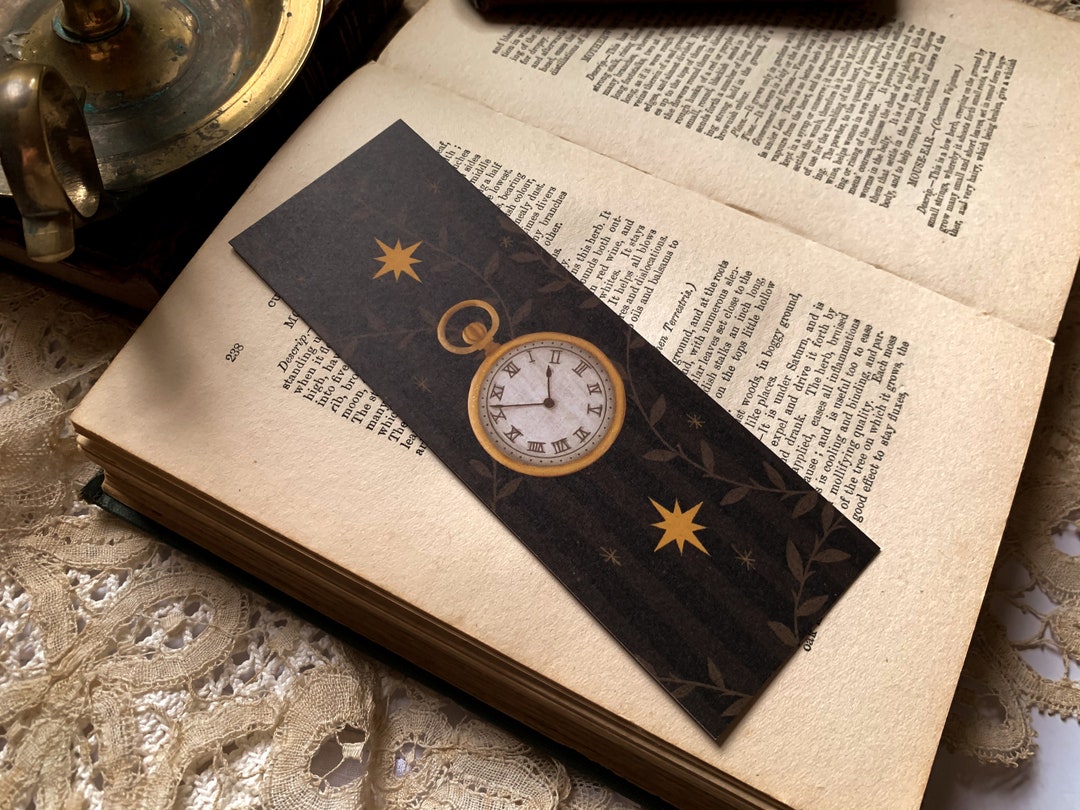 Pocket Watch Bookmark | Illustrated Bookmark | Dark Academia Bookmark ...