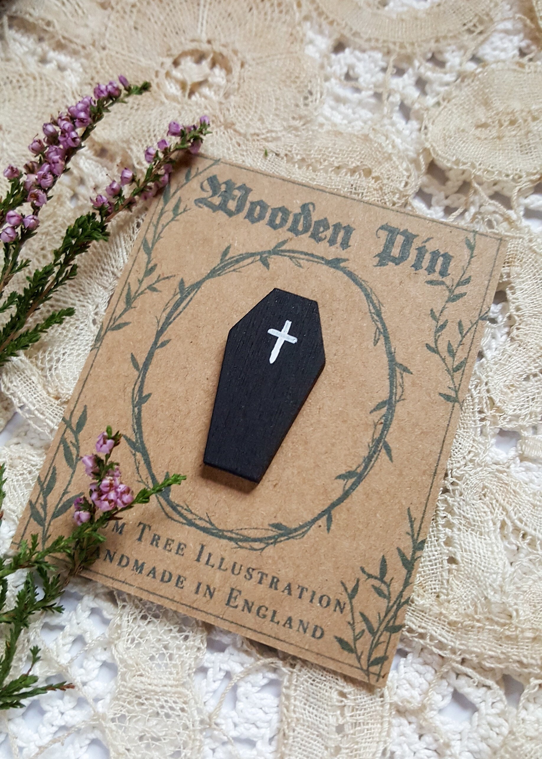 Wooden Coffin Pin Gothic Pin Halloween pin Handmade Pin | Etsy