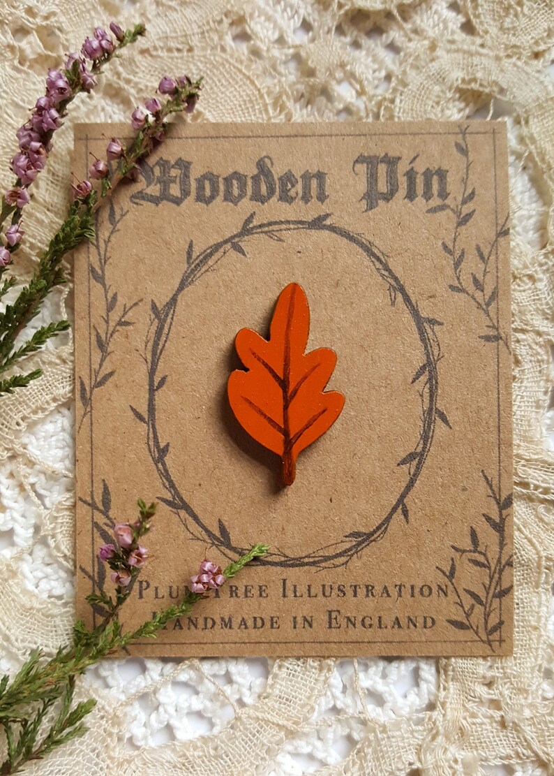 Wooden Autumn Leaf Pin Cottagecore Pin Leaf Pin Dark | Etsy