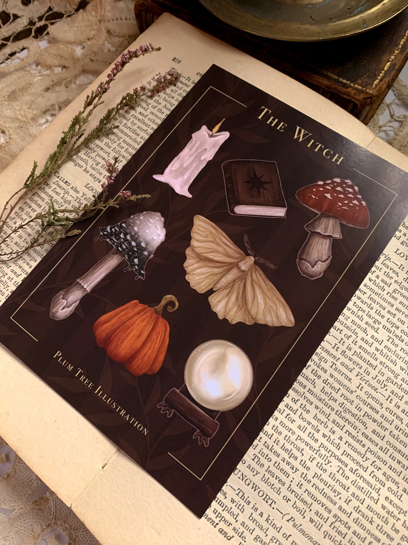 Witchy Postcard Witch Card Vintage Postcard Dark - Etsy