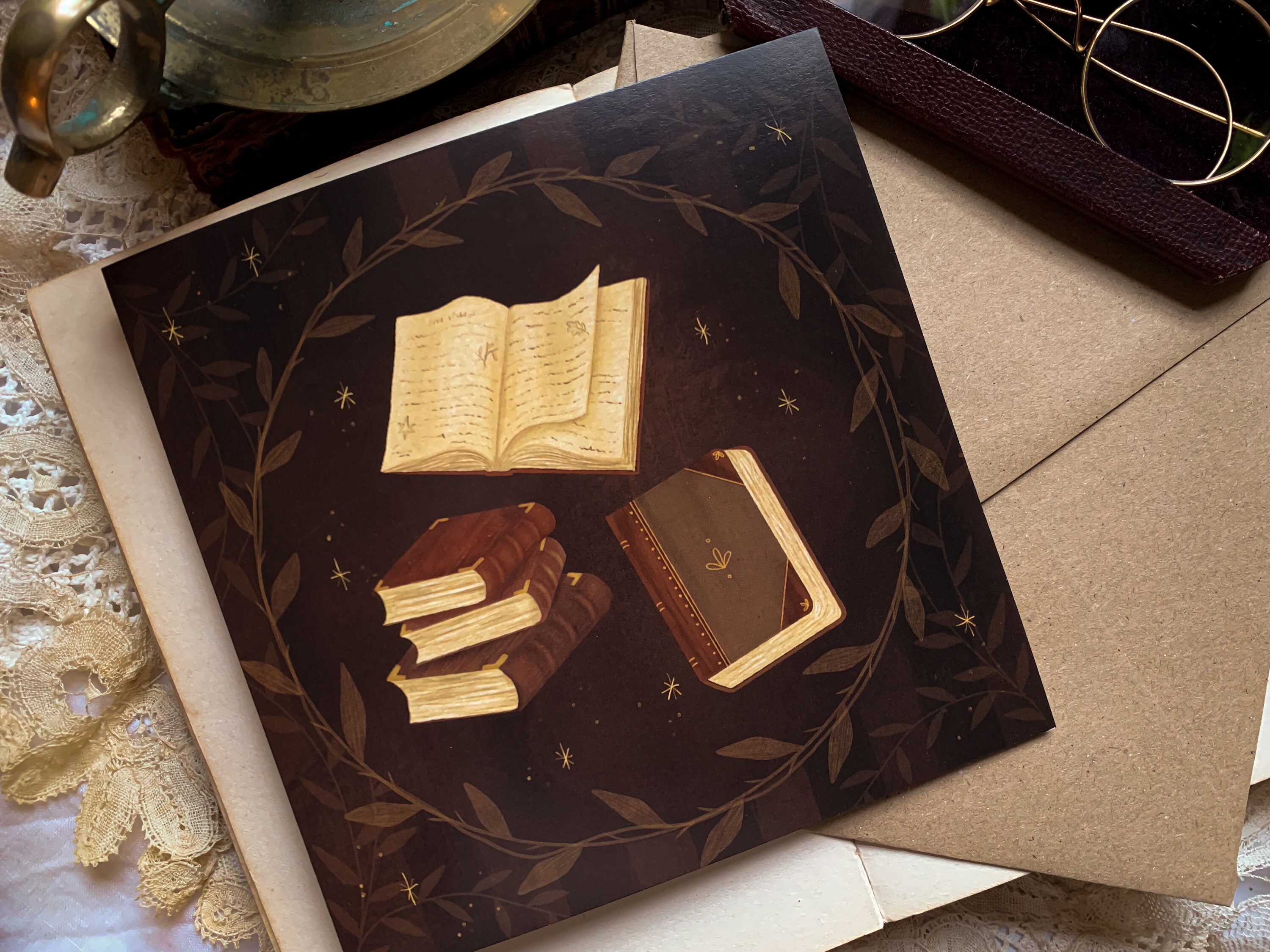 Vintage Books Greeting Card Blank Card Library Card - Etsy