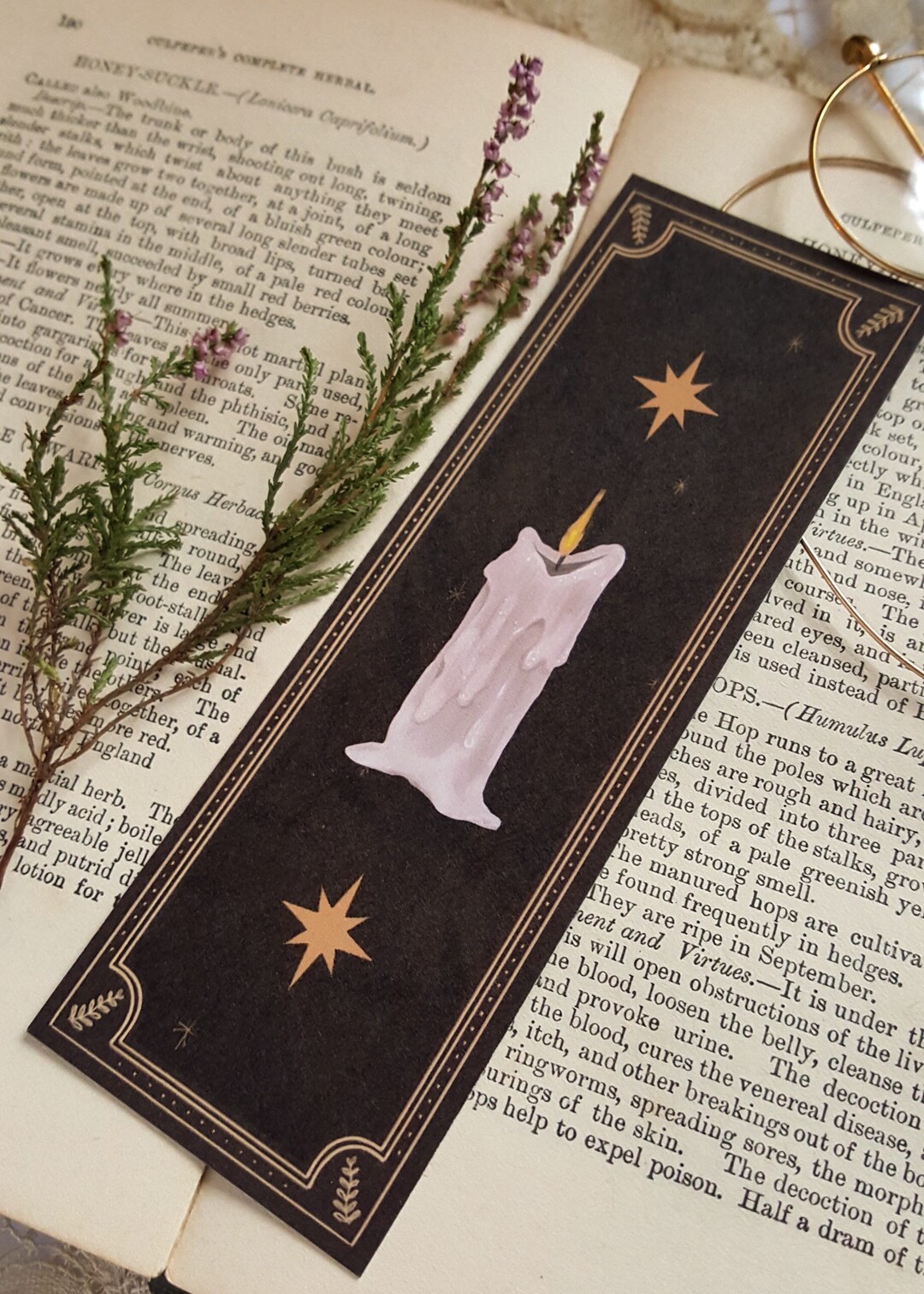 Candle Bookmark | Illustrated Bookmark | Dark Academia Bookmark | Witch ...
