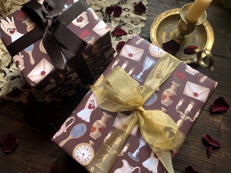 Victorian Gothic Gift Wrap Sheet | Luxury Wrapping Paper | Double Sided ...