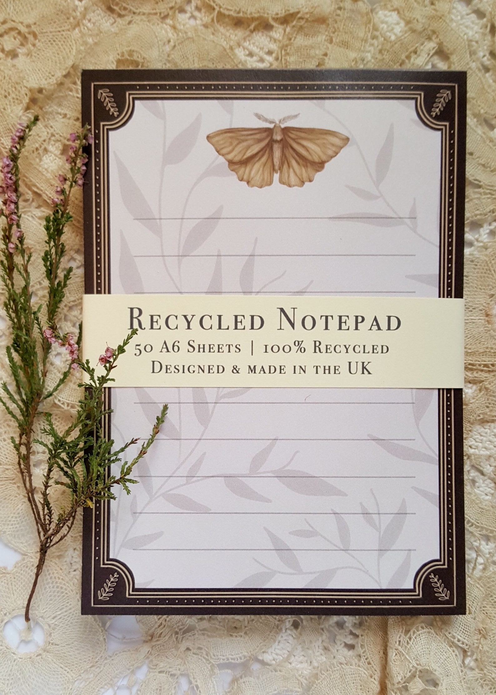 A6 Moth Notepad | 50 Sheets | Recycled Notepad | Dark Academia Notepad ...