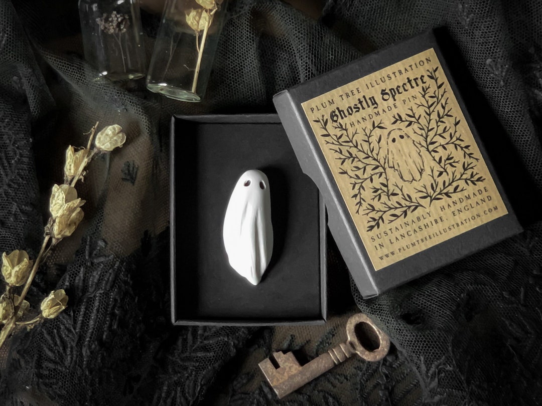 Ghostly Spectre Pin - Ghost Pin Badge, Halloween, Goth, Gothic, Gift ...