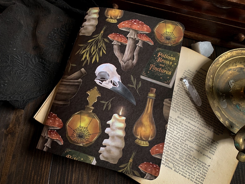 Witchy Apothecary Notebook | A5 Handmade Sketchbook | Dark Academia ...