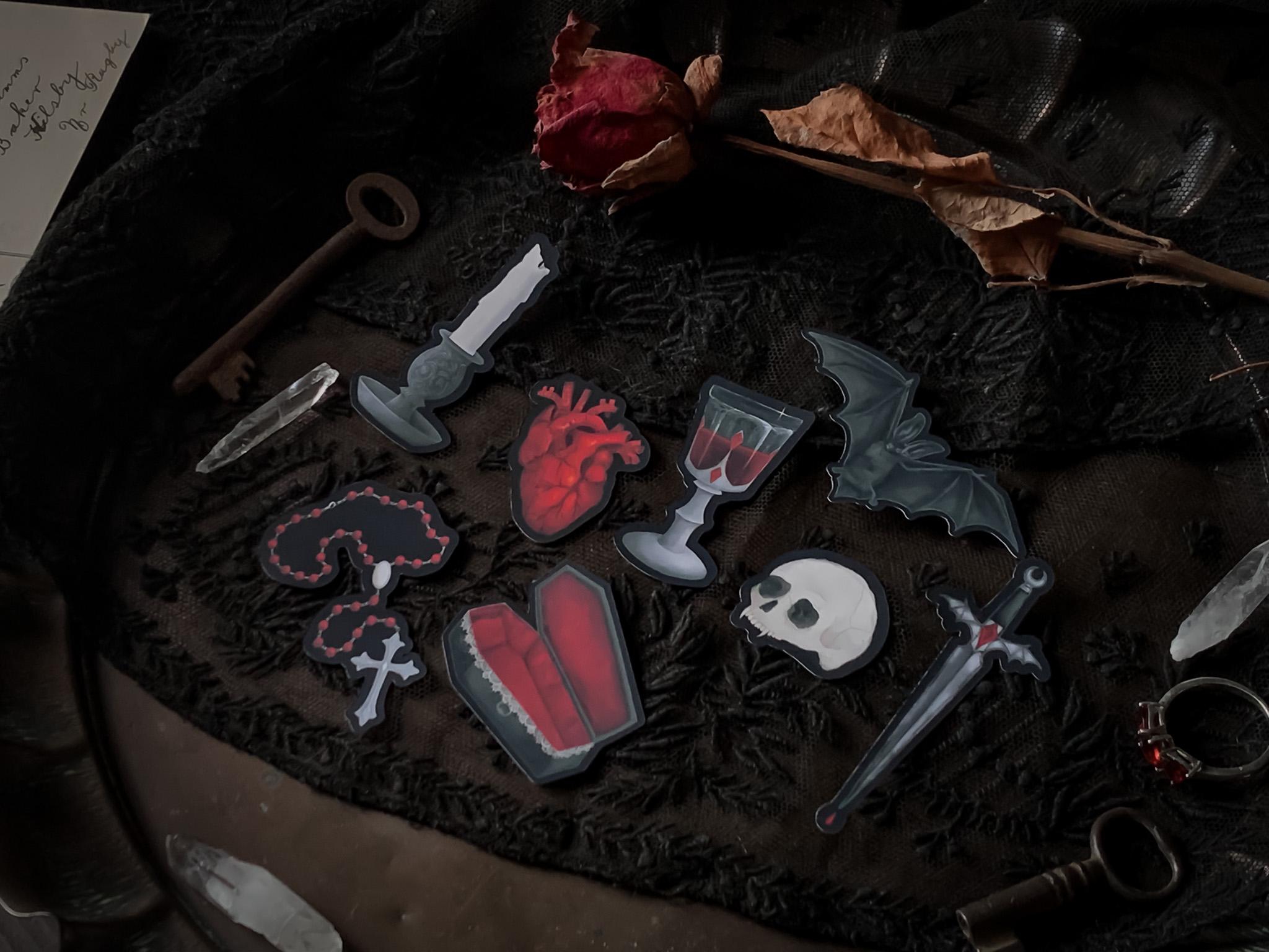 Vampire Sticker Pack | Gothic, Goth, Halloween, Skull, Heart, Coffin ...