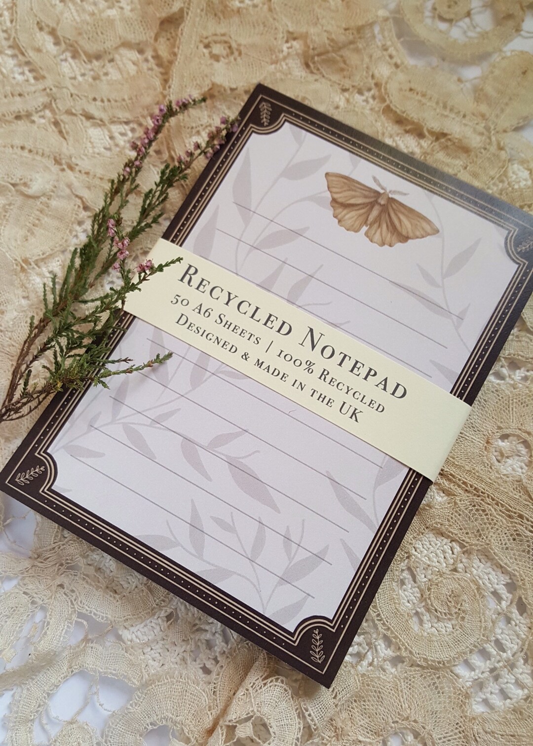 A6 Moth Notepad | 50 Sheets | Recycled Notepad | Dark Academia Notepad ...