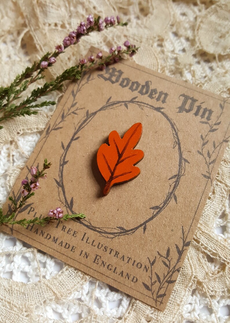 Wooden Autumn Leaf Pin Cottagecore Pin Leaf Pin Dark - Etsy UK