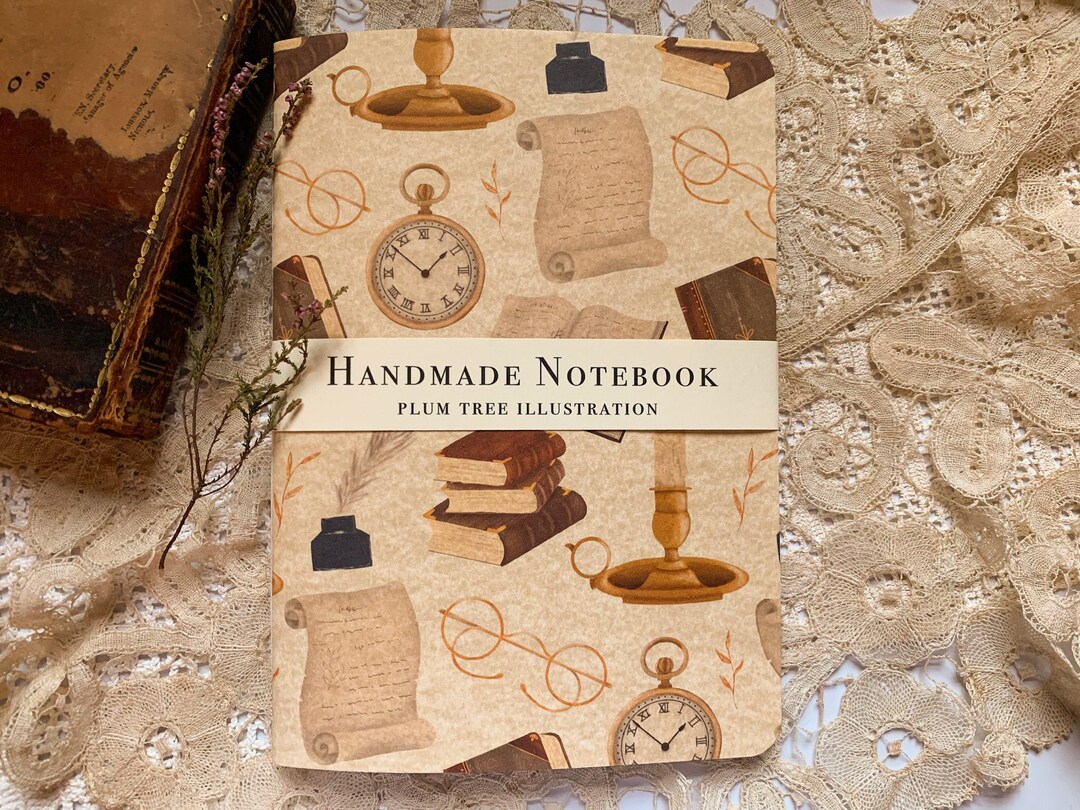 Library Notebook | A5 Handmade Sketchbook | Dark Academia Notebook ...