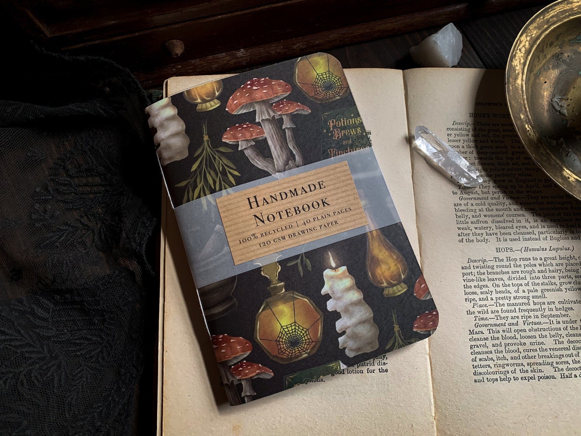 Witchy Apothecary Notebook A6 Handmade Sketchbook Dark - Etsy