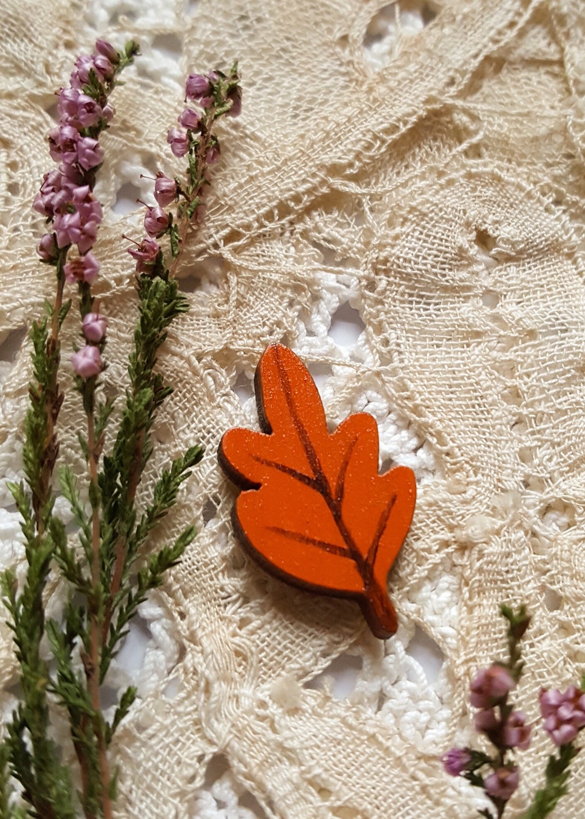 Wooden Autumn Leaf Pin Cottagecore Pin Leaf Pin Dark - Etsy