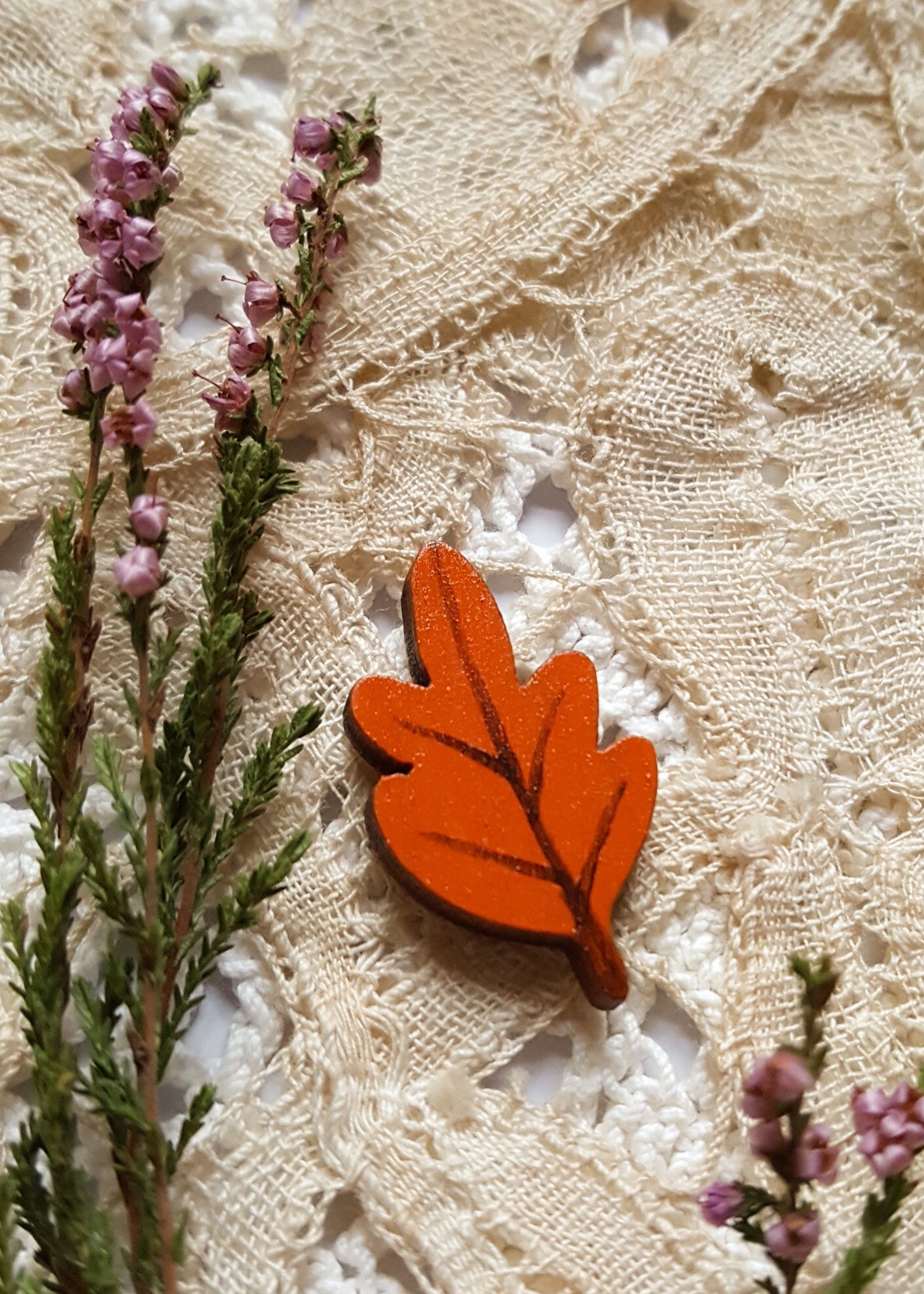 Wooden Autumn Leaf Pin Cottagecore Pin Leaf Pin Dark | Etsy